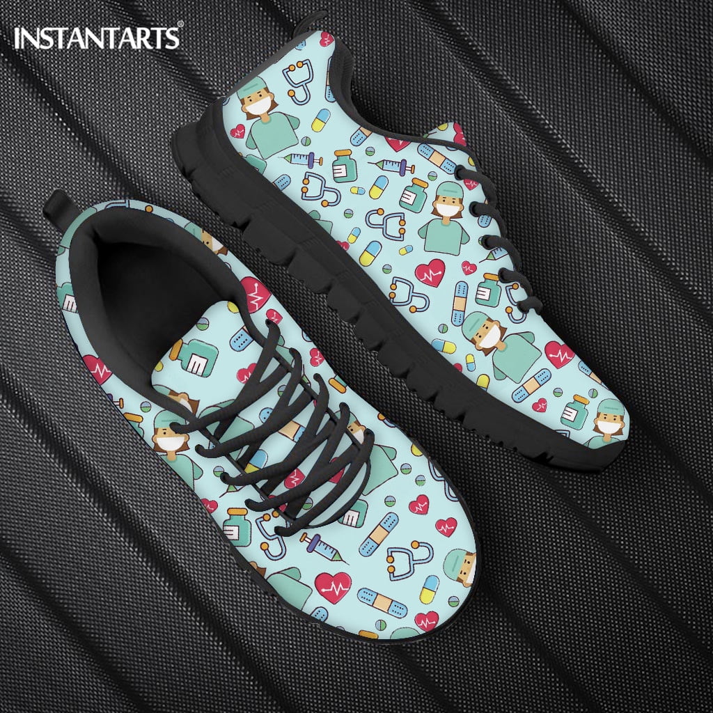 Buty Damskie Fashion 3D Cartoon Nurse Prints Woman Flats Shoes Lace Up ...
