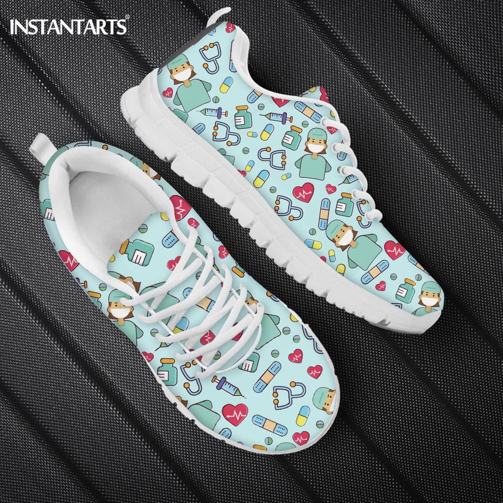 Buty Damskie Fashion 3D Cartoon Nurse Prints Woman Flats Shoes Lace Up ...