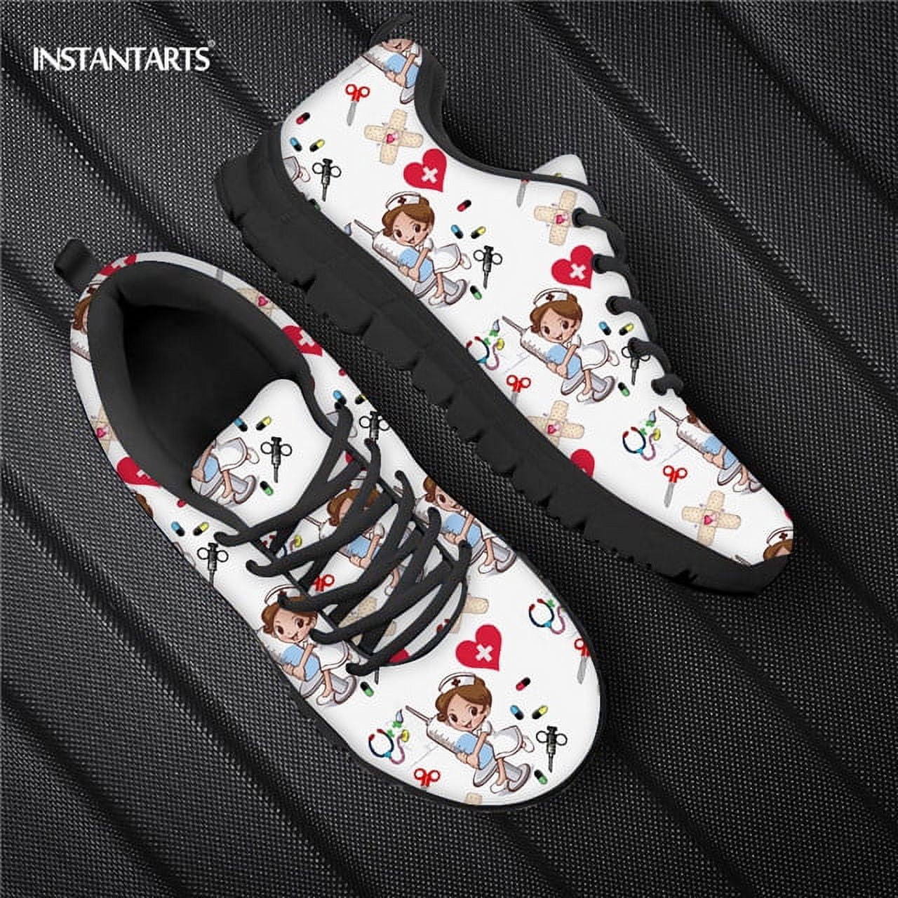 Buty Damskie Fashion 3D Cartoon Nurse Prints Woman Flats Shoes Lace Up ...