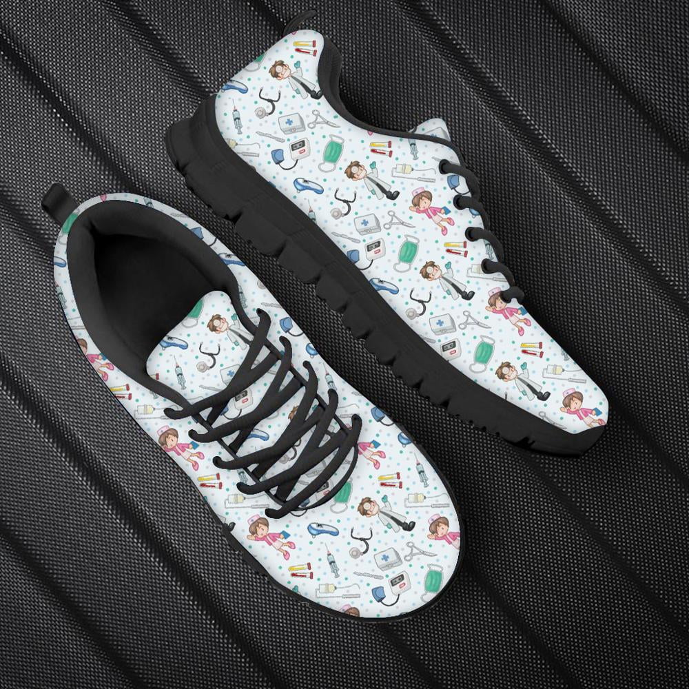 Buty Damskie Fashion 3D Cartoon Nurse Prints Woman Flats Shoes Lace Up ...