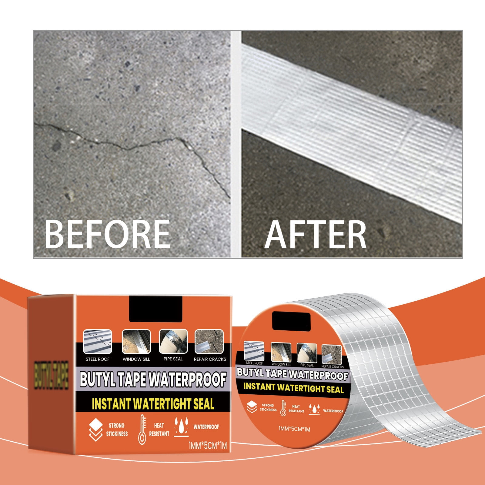 Butyl Aluminum Foil Tape, Waterproof Roof Repair Tape for Leaks & Seams ...