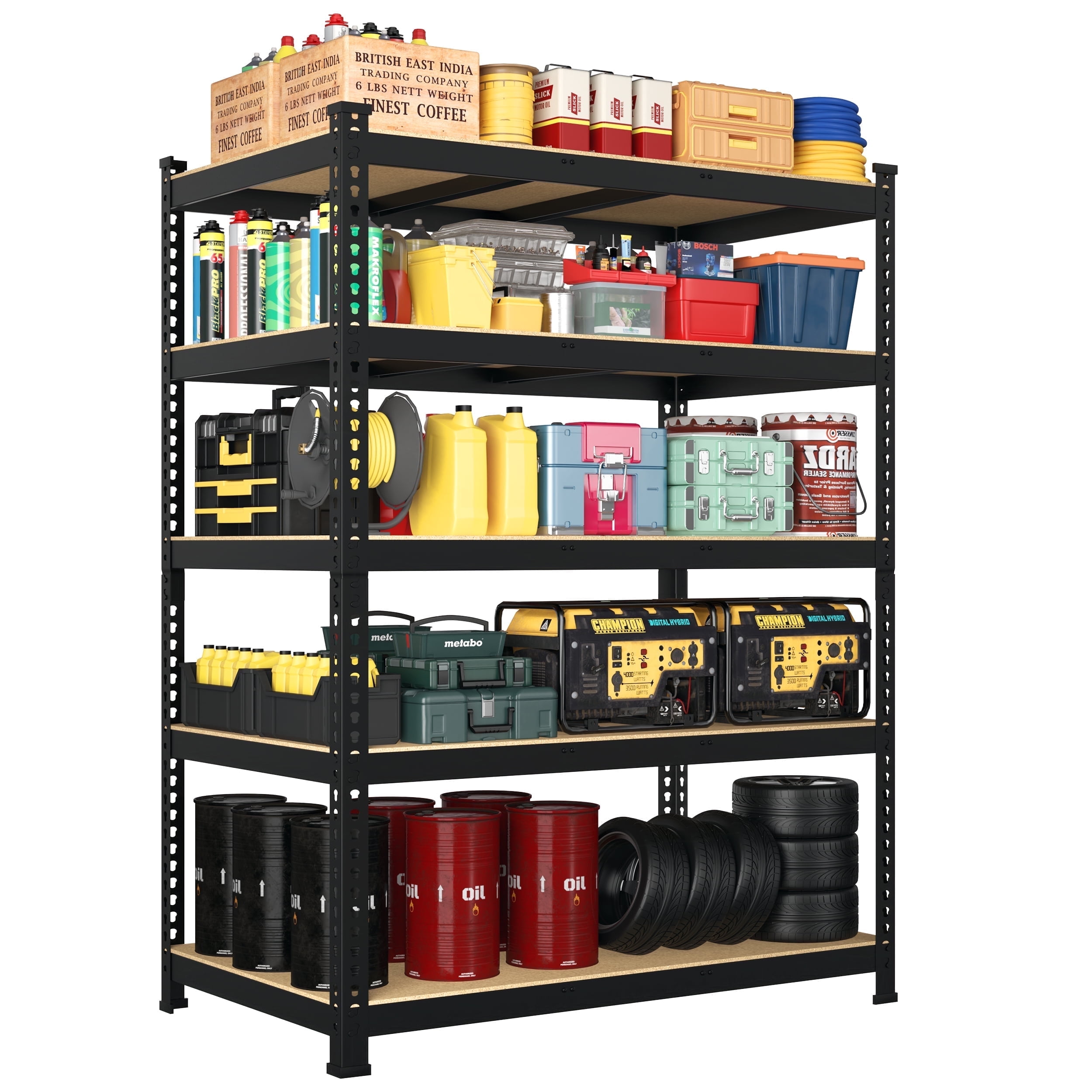 BuxWellSaved Heavy Duty Storage Shelves 3500LBS Metal Utility Adjustable Shelving 48"W x 24"D x ...