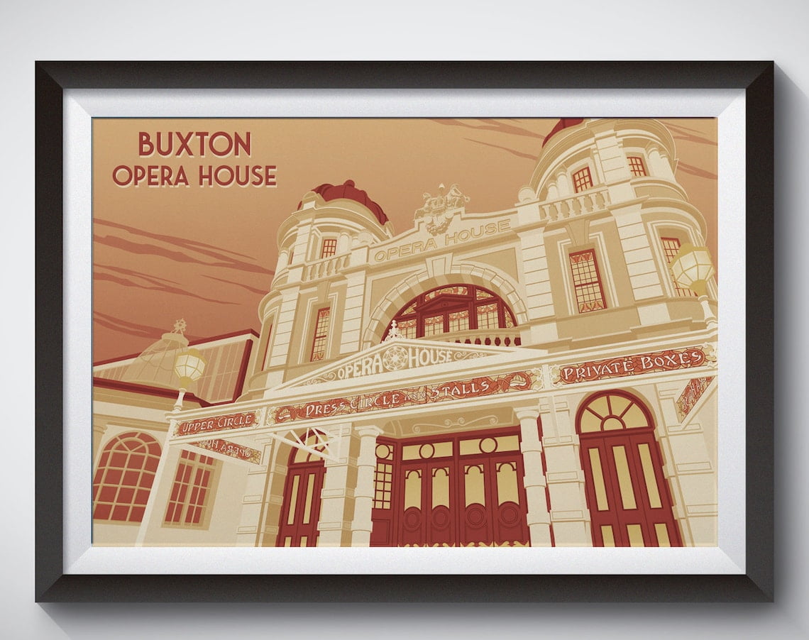 Buxton Opera House Poster, Derbyshire Travel Print, Pavilion Gardens ...