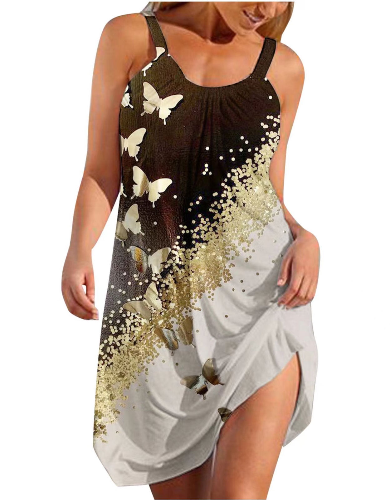 Buy 1 Get 1 Free! Women Dress A-line Soft Mini Dresses Sleeveless Loose ...