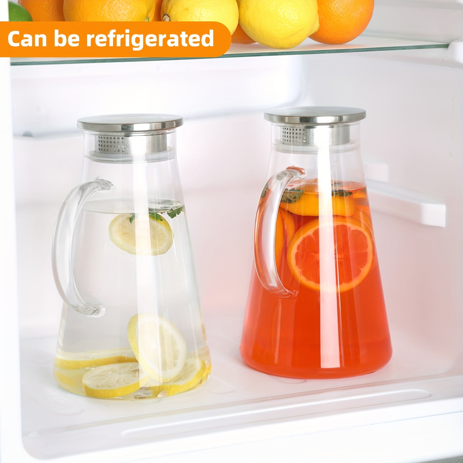 [Buy 1 Get 2] 60.87oz/1.8L Heat Resistant Glass Pitcher (Handle+Long ...