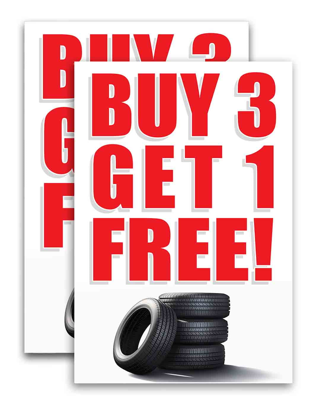 Buy 3 Get 1 Free Tires (24" X 36") Vinyl Decal Only (Pack of 2) |Sign ...