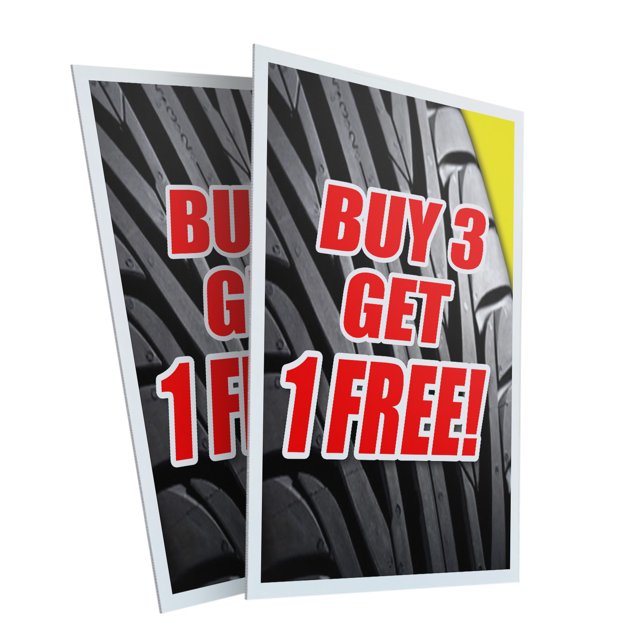 Buy 3 Tires Get 1 Free (2-PACK) 24" x 36" Plastic Signs | Sign Insert ...