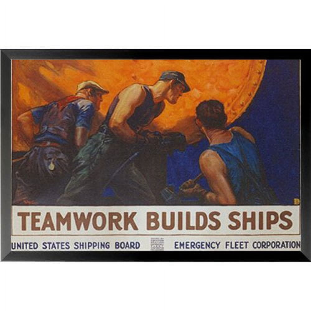 Buy Art For Less Teamwork Builds Ships Framed Vintage Advertisement ...