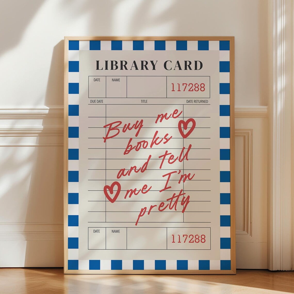 Buy Me Books And Tell Me I'M Pretty Library Card Poster, Book Lover Print, Bookish Poster, Girly ...