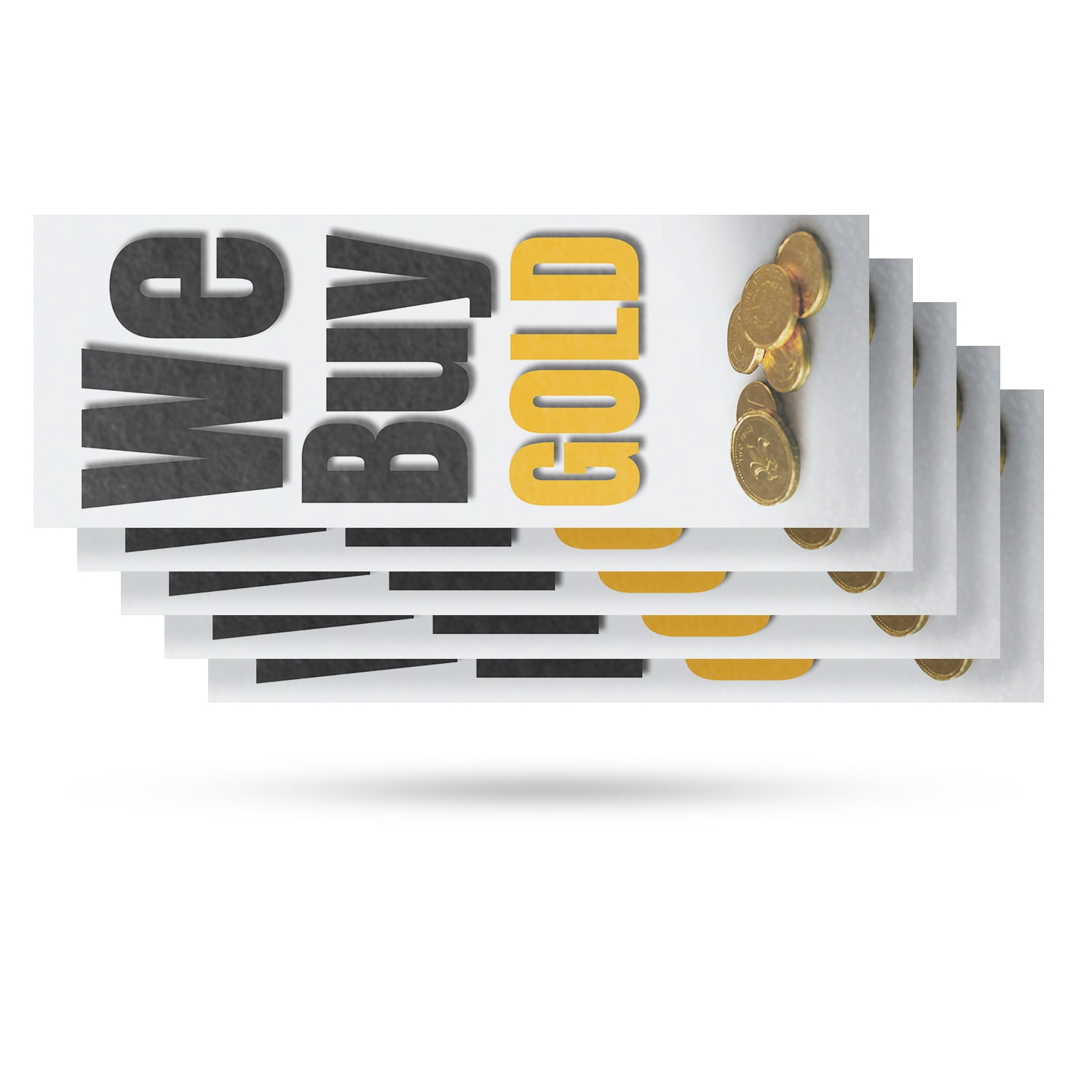 We Buy Gold Vertical Vinyl Decal 5 Pack of 12 Inch x 5 Inch Weatherproof Heavy-Duty Adhesive ...
