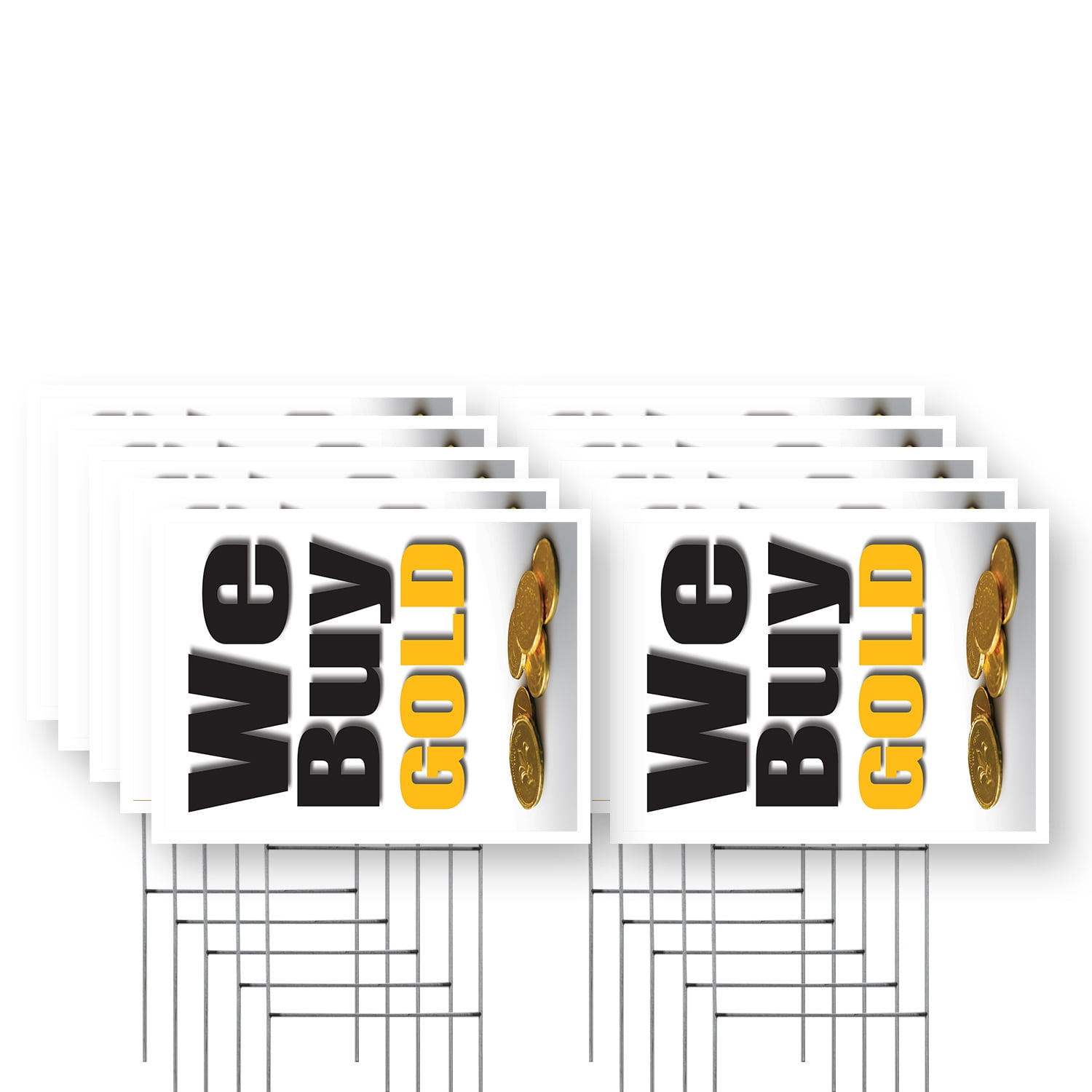 We Buy Gold Vertical Yard Sign 10 Pack of 12 Inch x 16 Inch Double ...