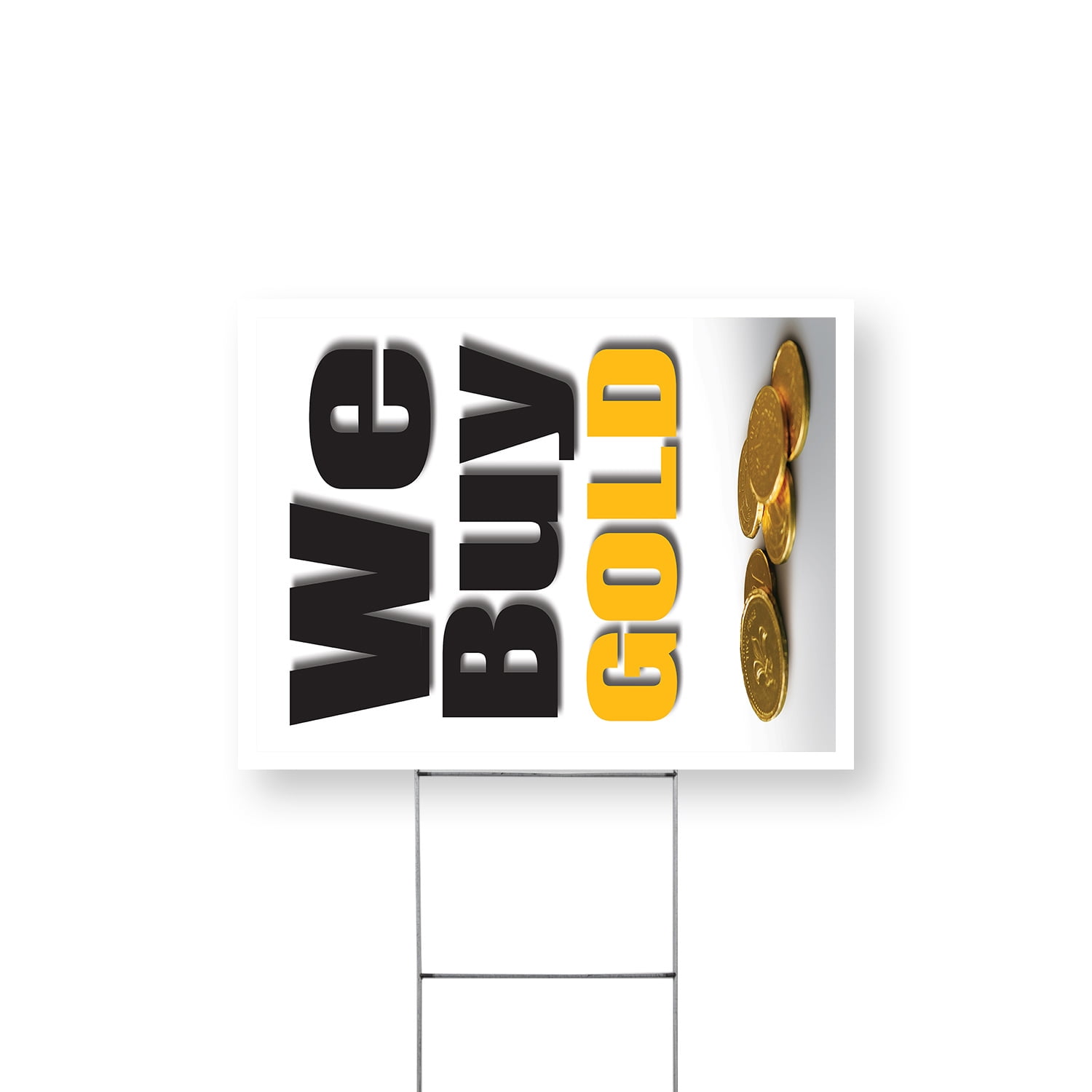 We Buy Gold Vertical Yard Sign 12 Inch x 16 Inch Single Sided ...