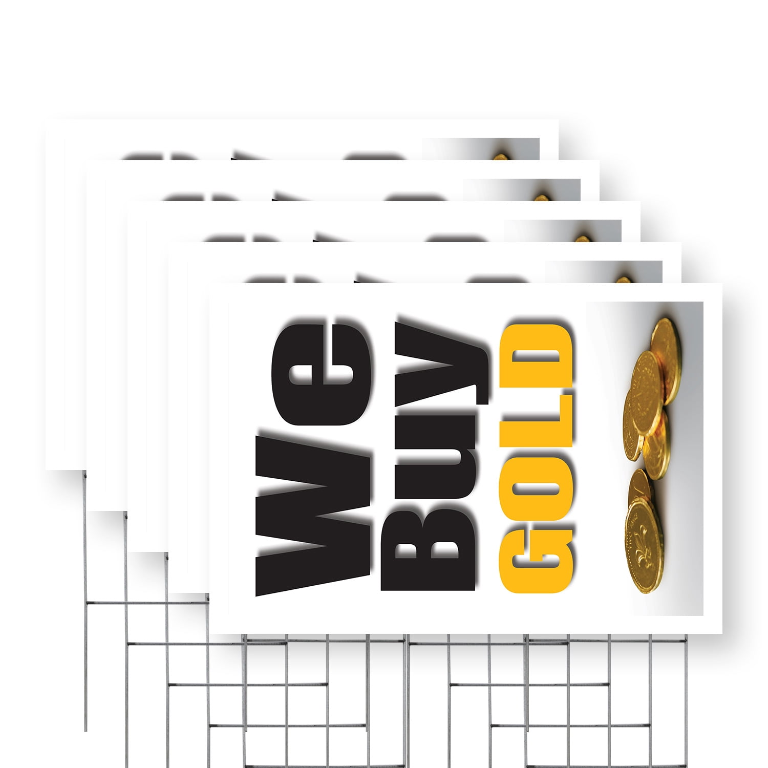 We Buy Gold Vertical Yard Sign 5 Pack of 24 Inch x 36 Inch Single Sided ...