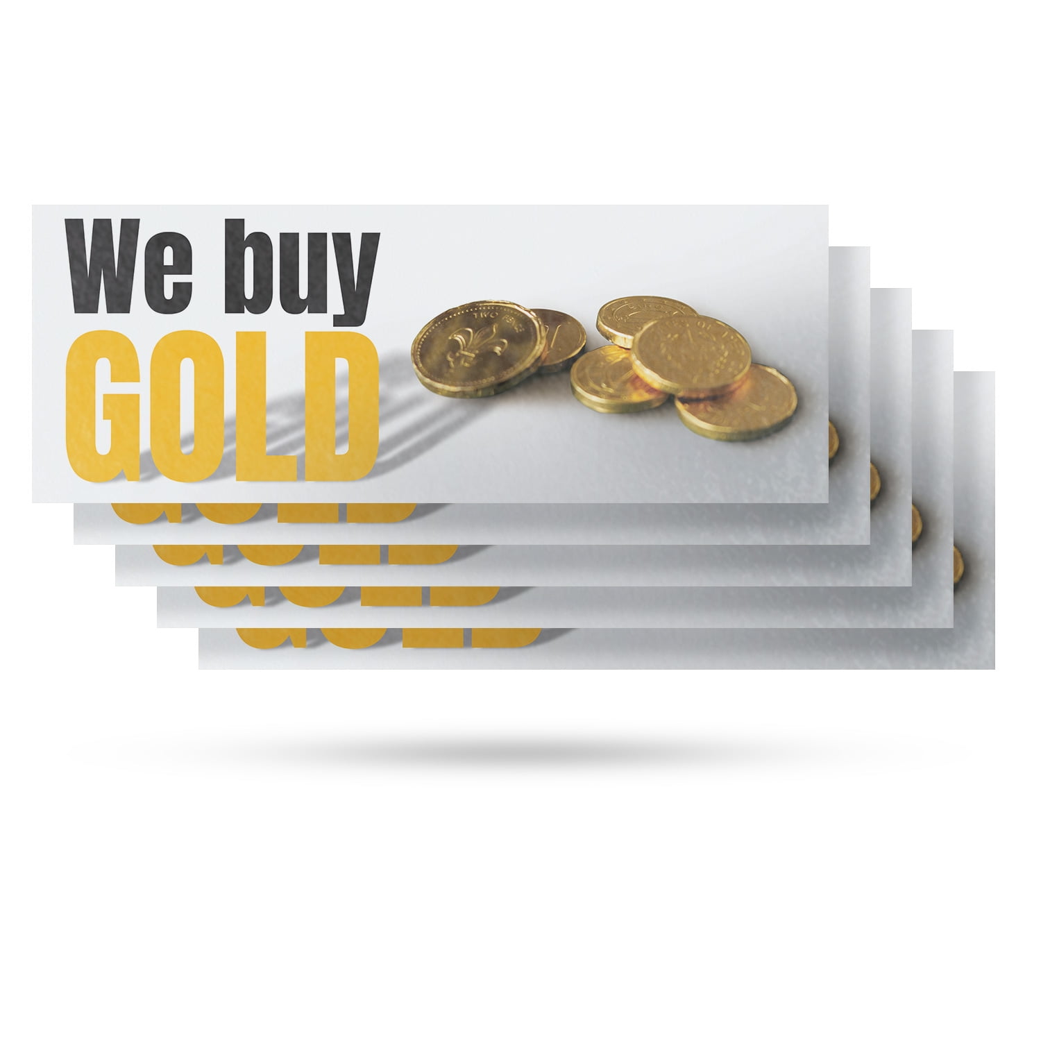 We Buy Gold Vinyl Decal 5 Pack of 12 Inch x 5 Inch Weatherproof Heavy-Duty Adhesive Backing ...