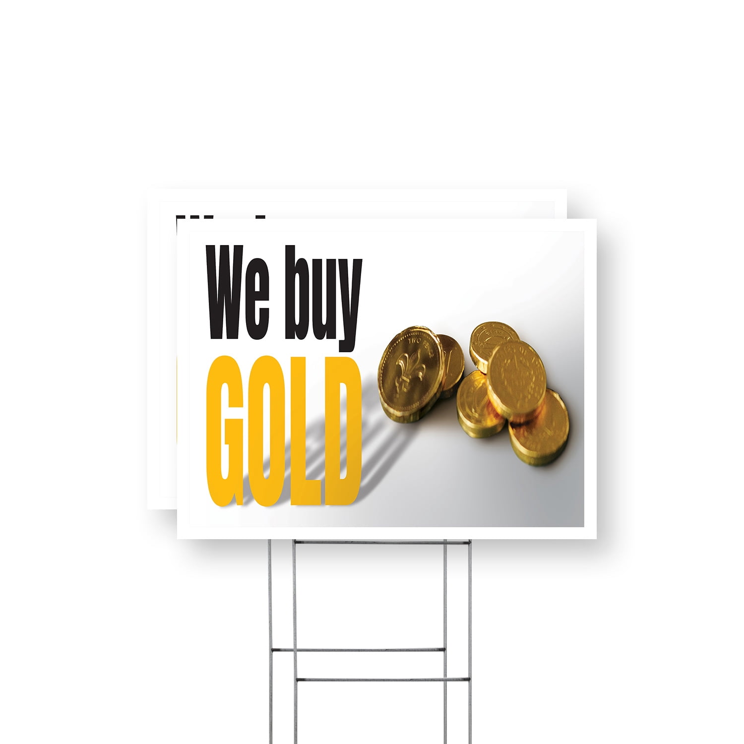 We Buy Gold Yard Sign 2 Pack of 12 Inch x 16 Inch Double Sided ...