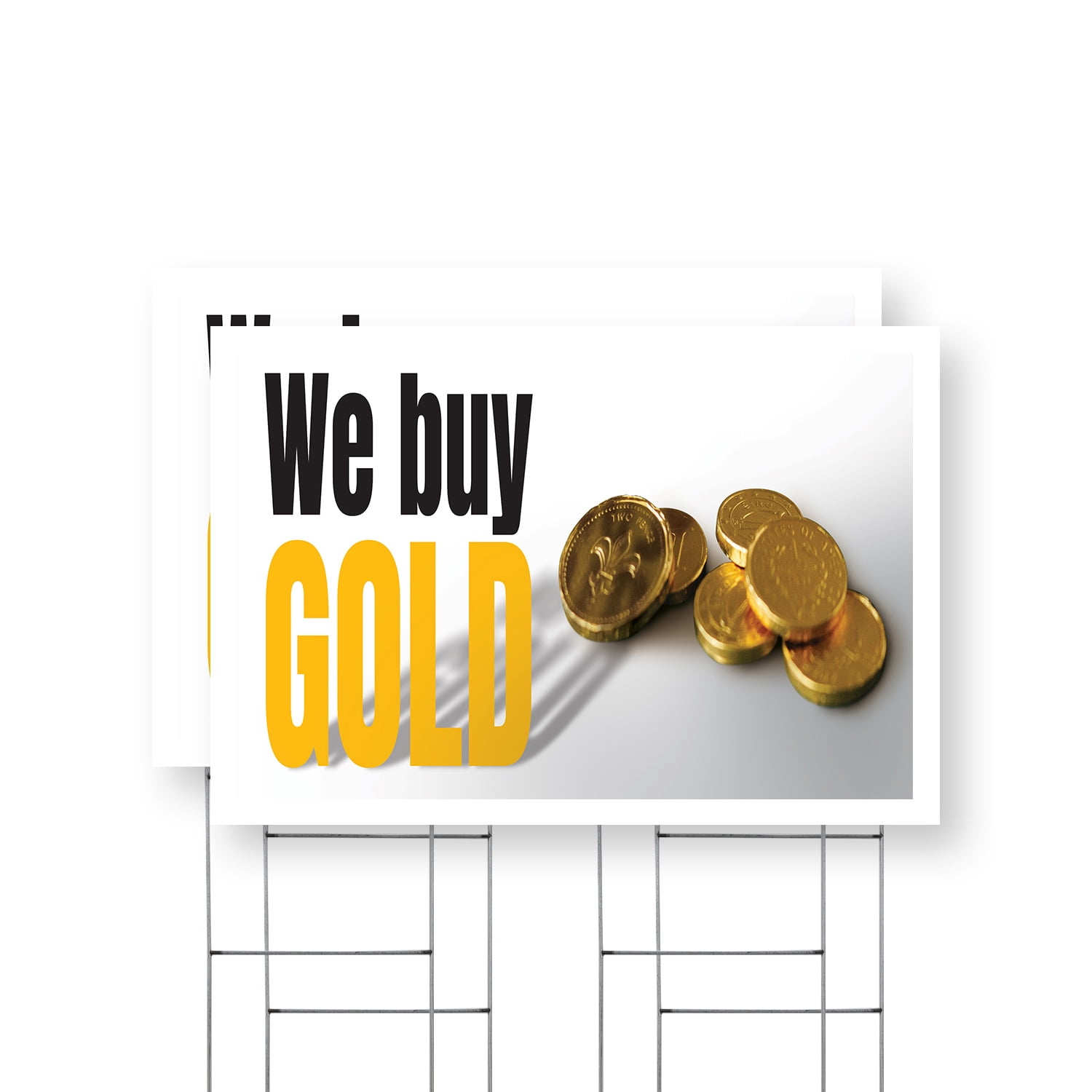 We Buy Gold Yard Sign 2 Pack of 24 Inch x 36 Inch Double Sided ...