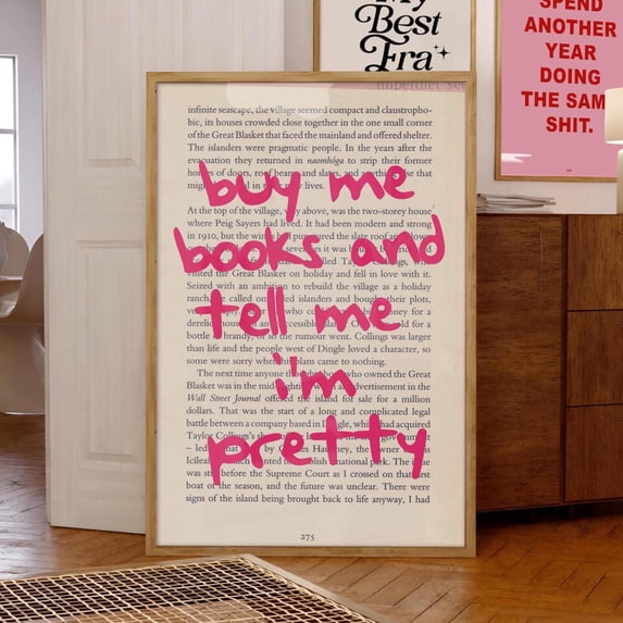 Buy Me Books And Tell Me I'M Pretty Print Book Club Print Pink Bookish ...