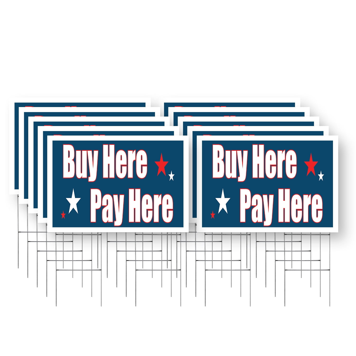 Buy Here Pay Here Yard Sign 10 Pack of 24 Inch x 36 Inch Double Sided ...