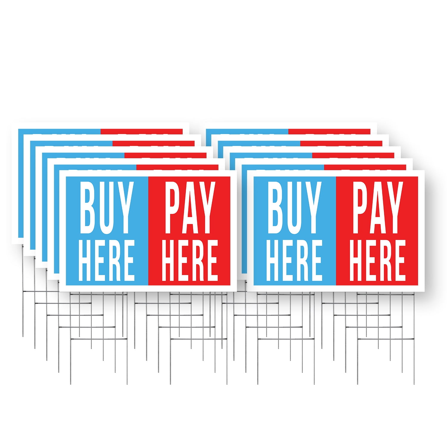 Buy Here Pay Here Yard Sign 10 Pack of 24 Inch x 36 Inch Double Sided ...