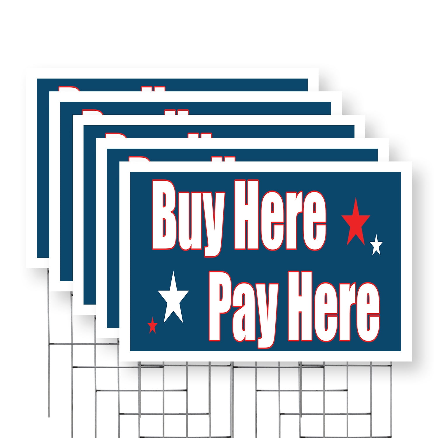 Buy Here Pay Here Yard Sign 5 Pack of 24 Inch x 36 Inch Single Sided ...