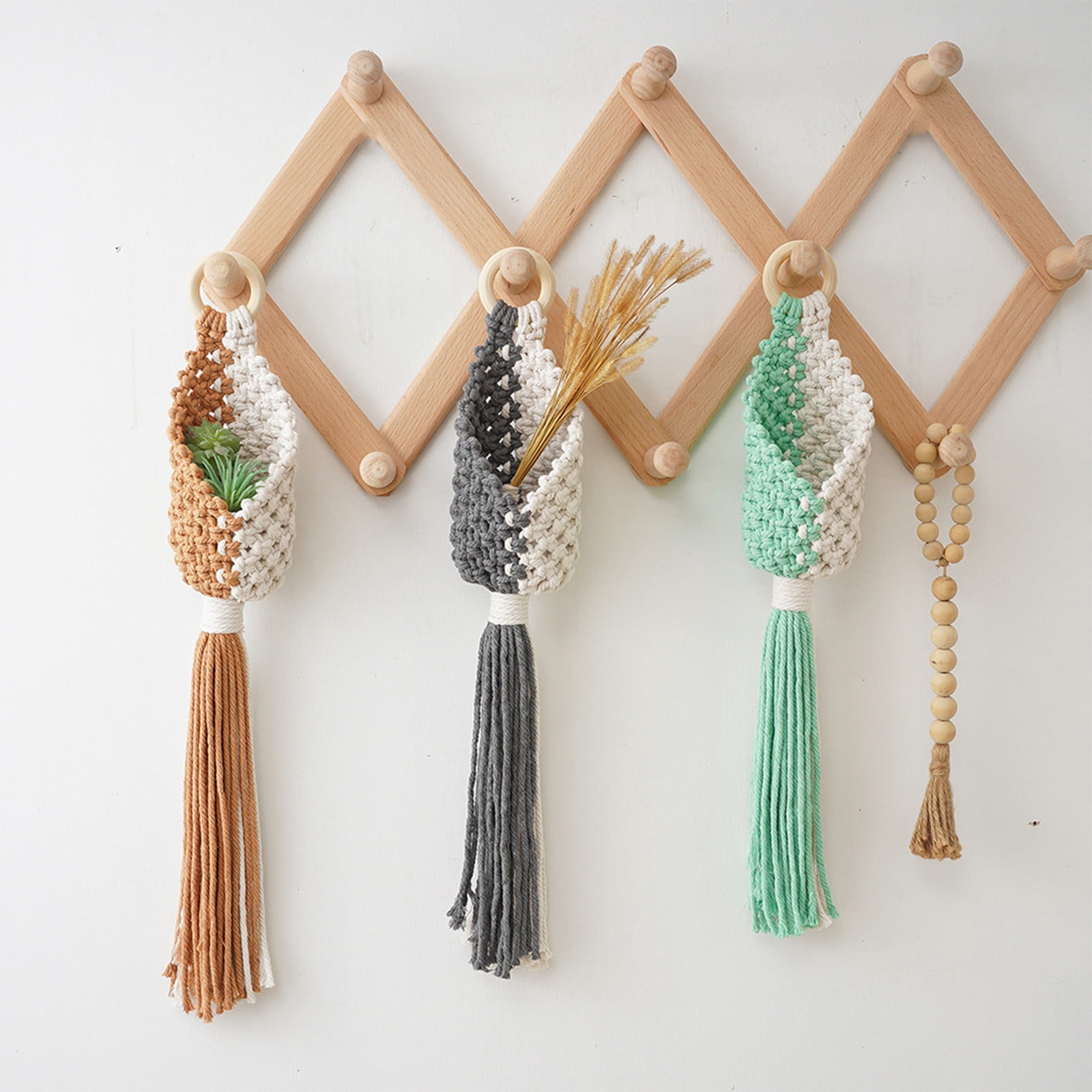 Buy More Save, Handcrafted Woven Hanging Baskets, Green Net Pouches ...