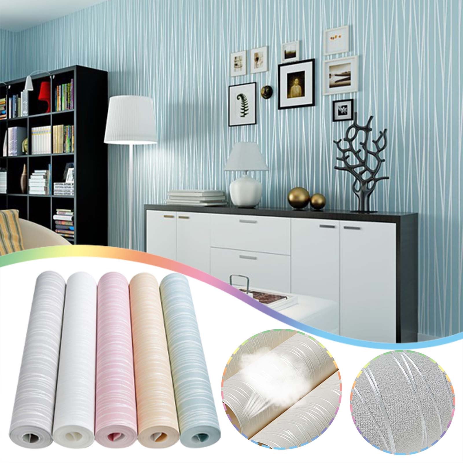 Buy More Save, Wallpaper Roll, Modern Non-Woven, Glitter Stripe Design, Textured Flocking ...