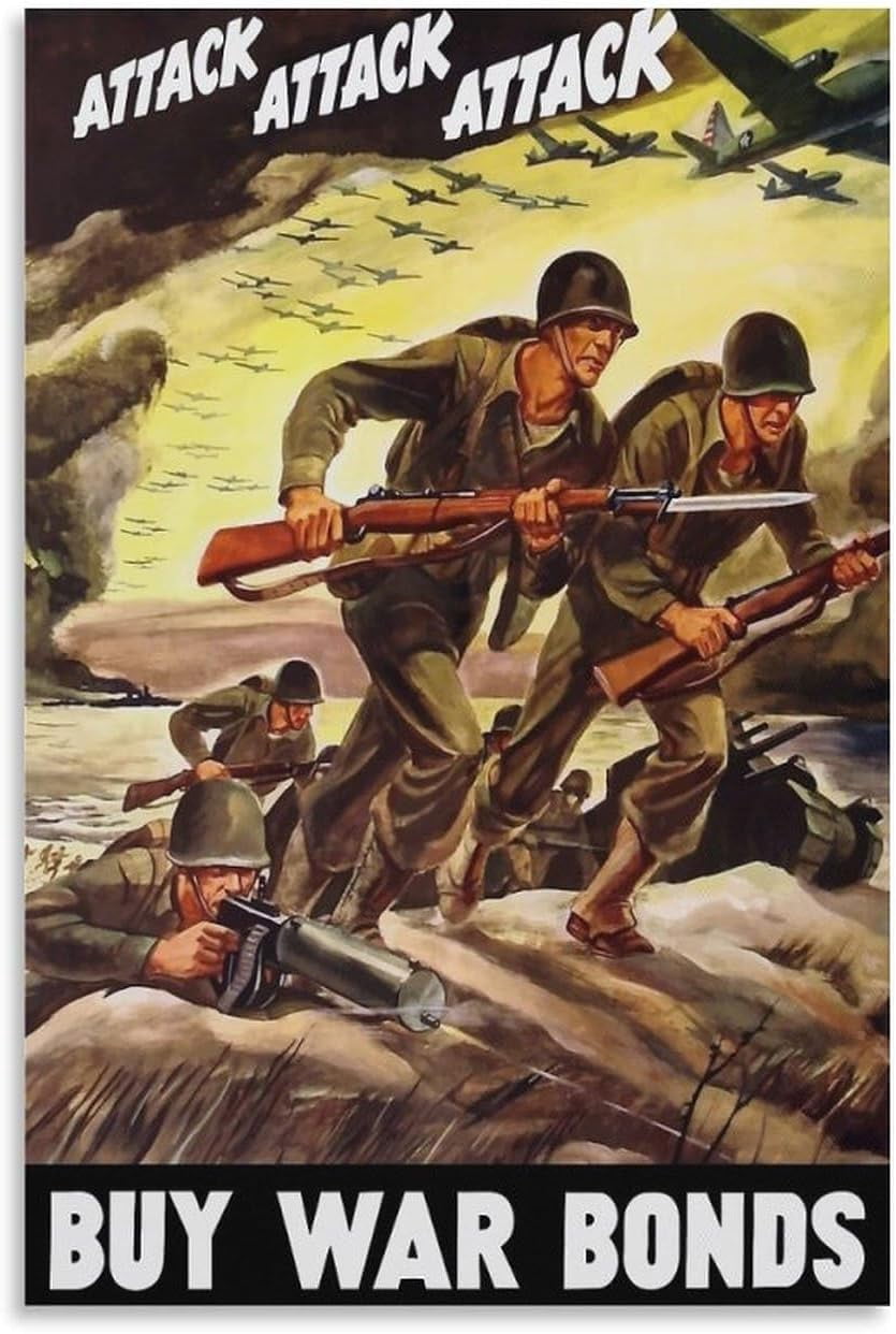Buy War Bonds - WW2 Propaganda Canvas Printing Art Poster for Living ...