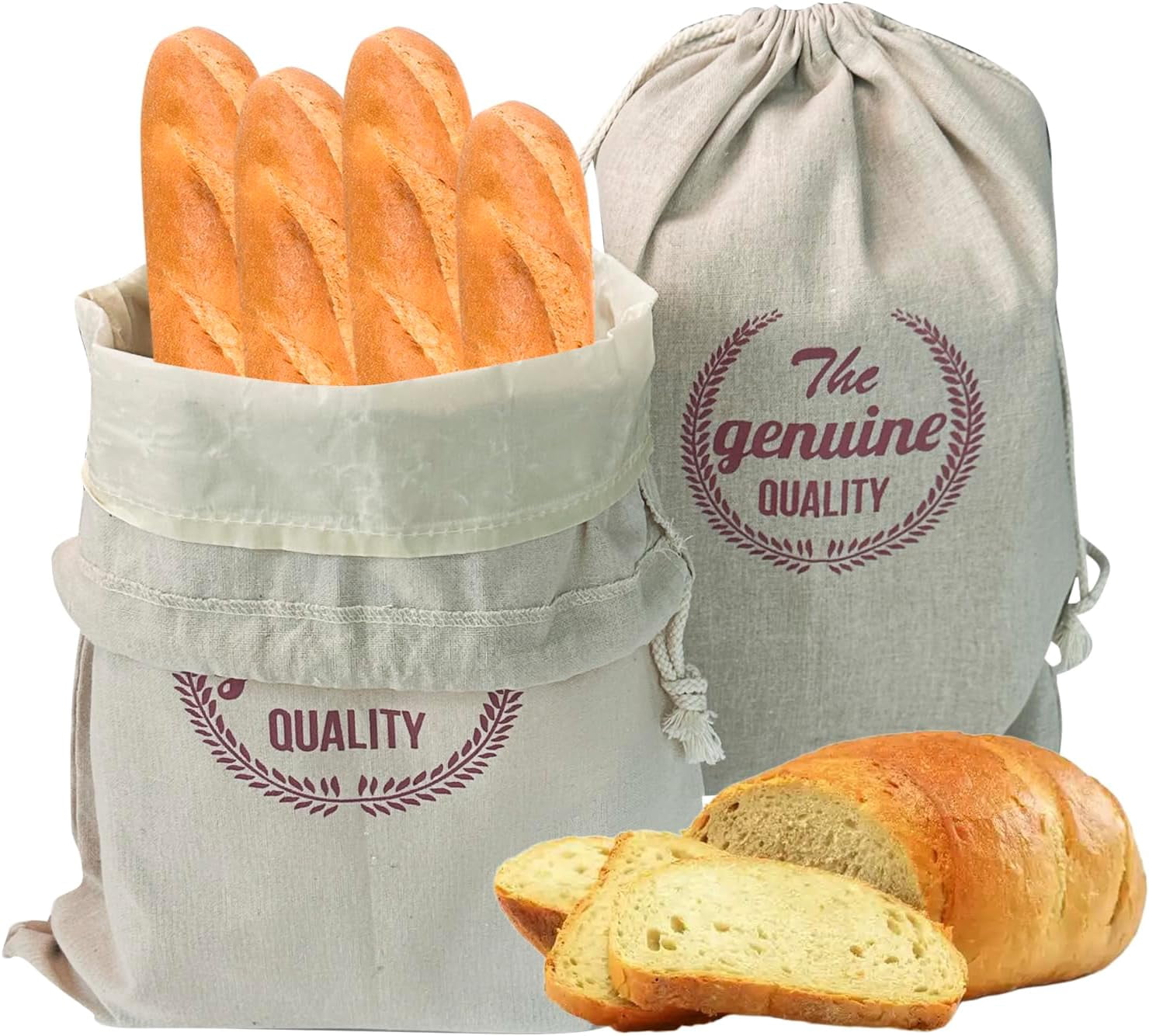 Buy reusable bread bags for homemade bread, food-grade beeswax lining ...