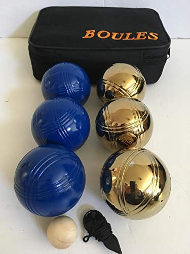 BuyBocceBalls 73mm Metal Petanque/Boules 6 Ball Set with 3 Blue and 3 ...