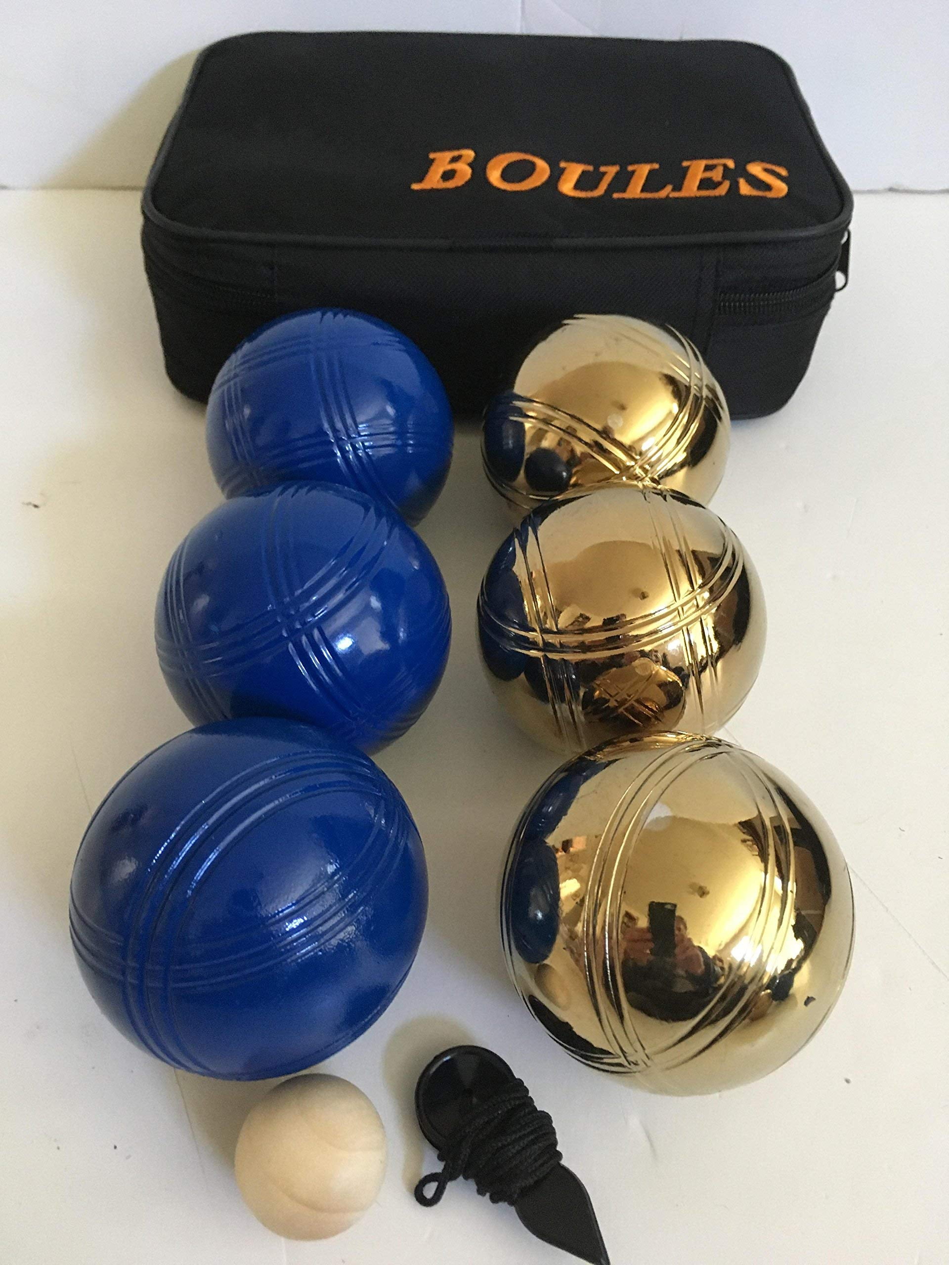 BuyBocceBalls 73mm Metal Petanque/Boules 6 Ball Set with 3 Blue and 3 ...