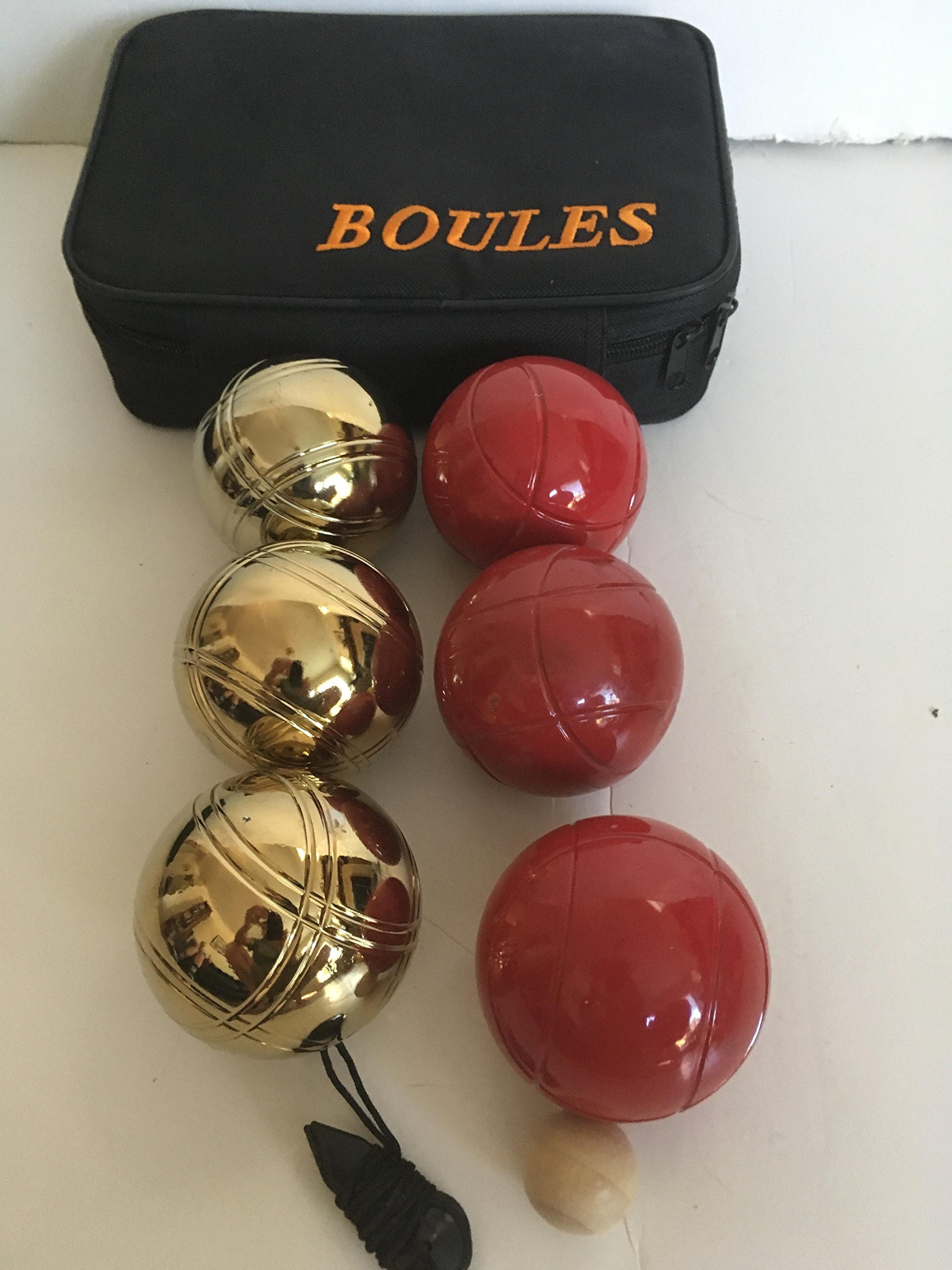 BuyBocceBalls 73mm Metal Petanque/Boules 6 Ball Set with 3 Gold and 3 ...