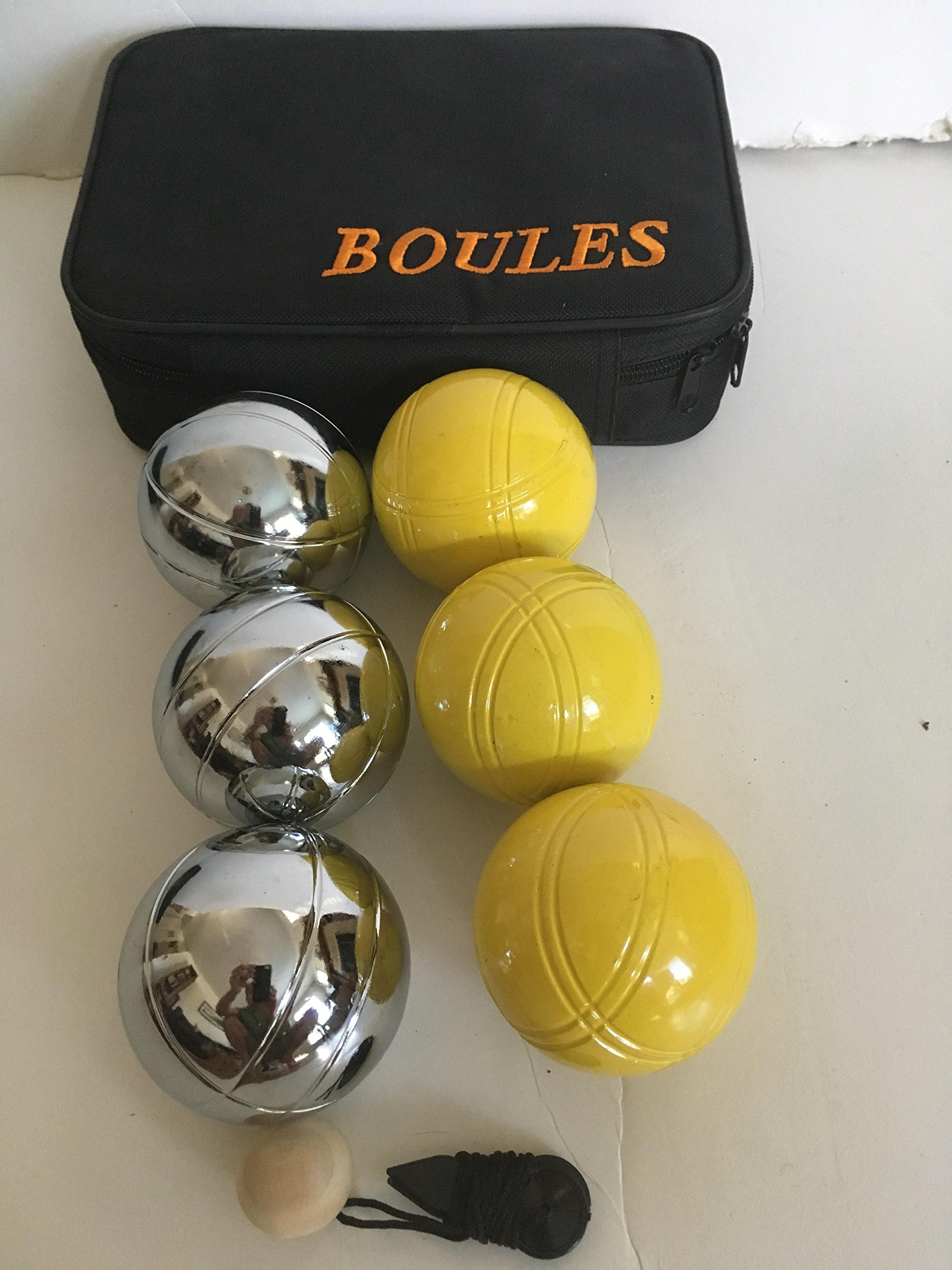 BuyBocceBalls 73mm Metal Petanque/Boules 6 Ball Set with 3 Silver and 3 ...