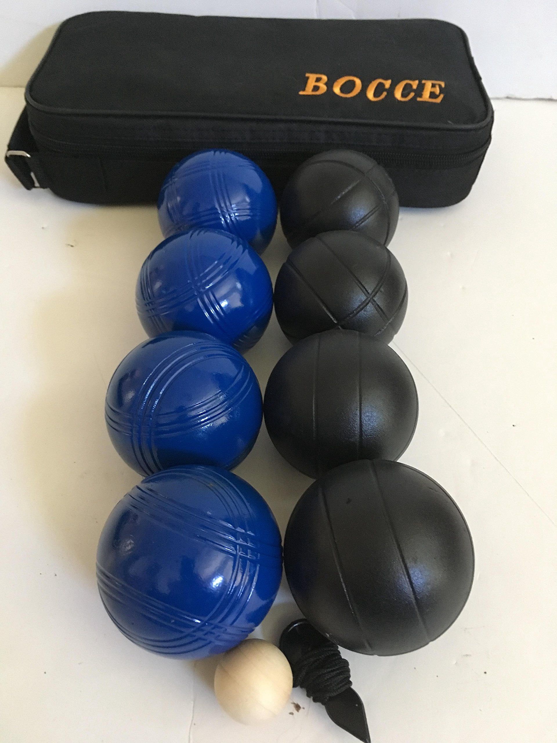 BuyBocceBalls Listing -73mm Metal Bocce/Petanque 8 Ball Set with 4 Blue ...