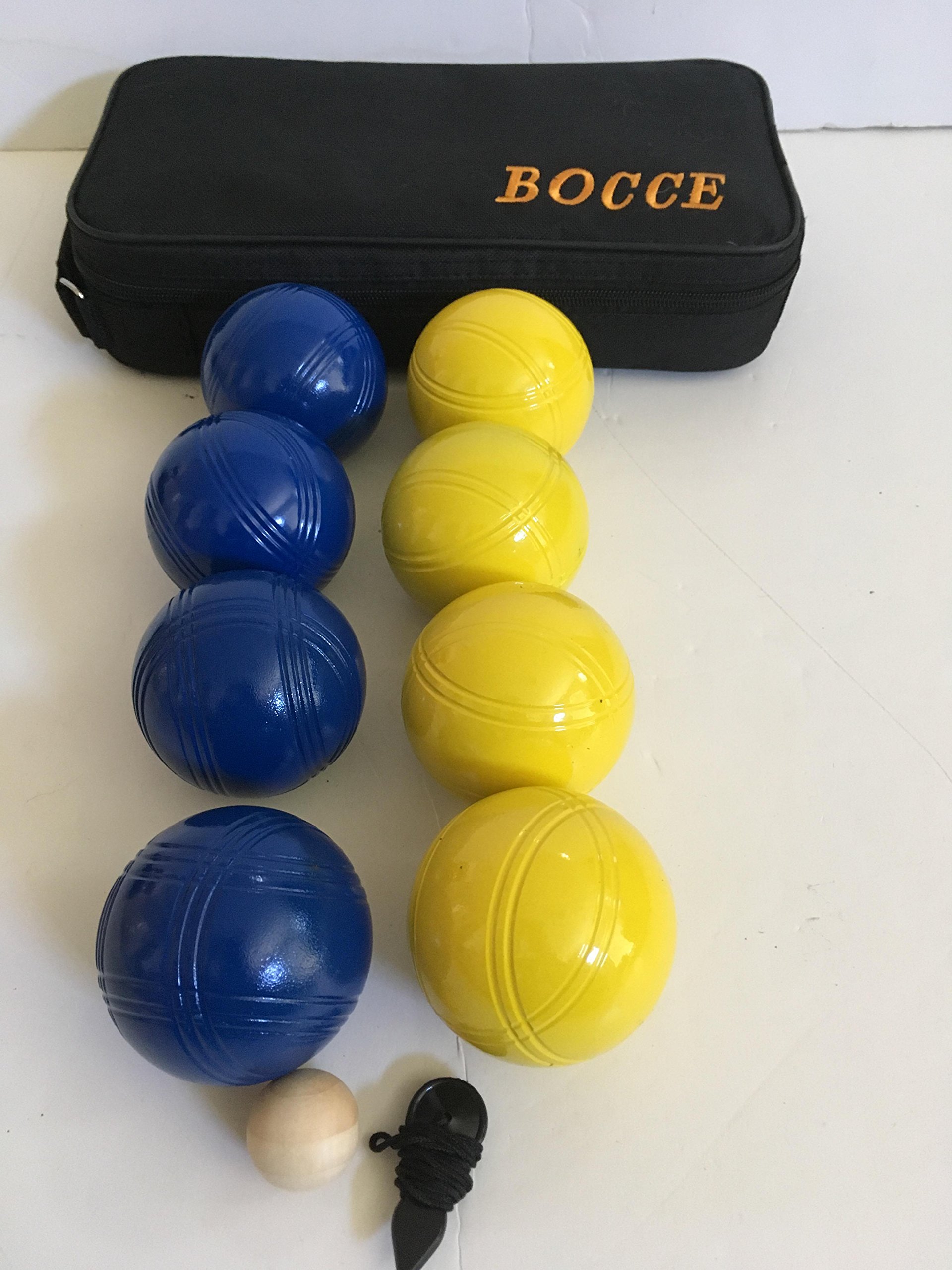 BuyBocceBalls Listing -73mm Metal Bocce/Petanque 8 Ball Set with 4 Blue ...