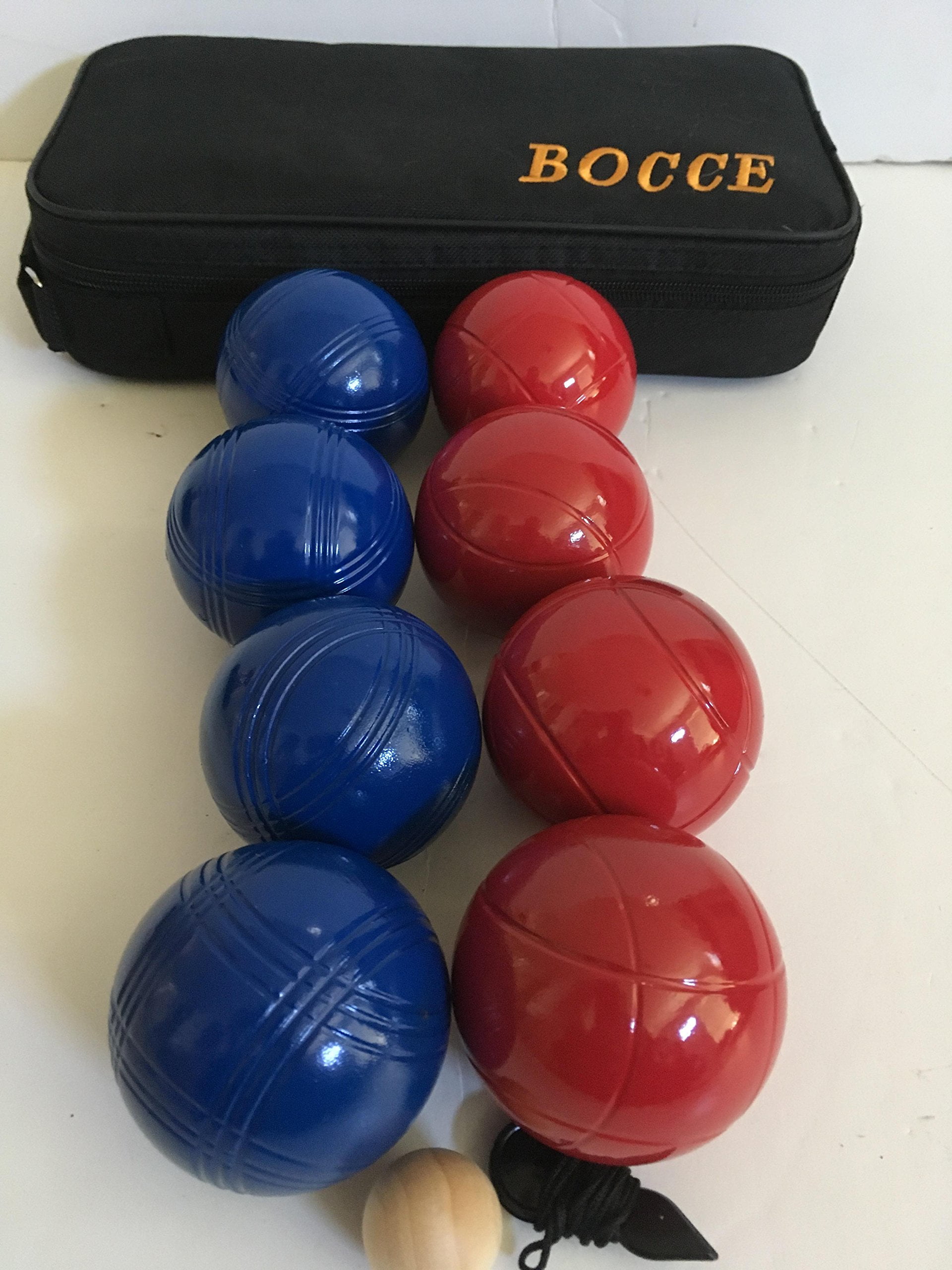 BuyBocceBalls Listing -73mm Metal Bocce/Petanque 8 Ball Set with 4 Blue ...