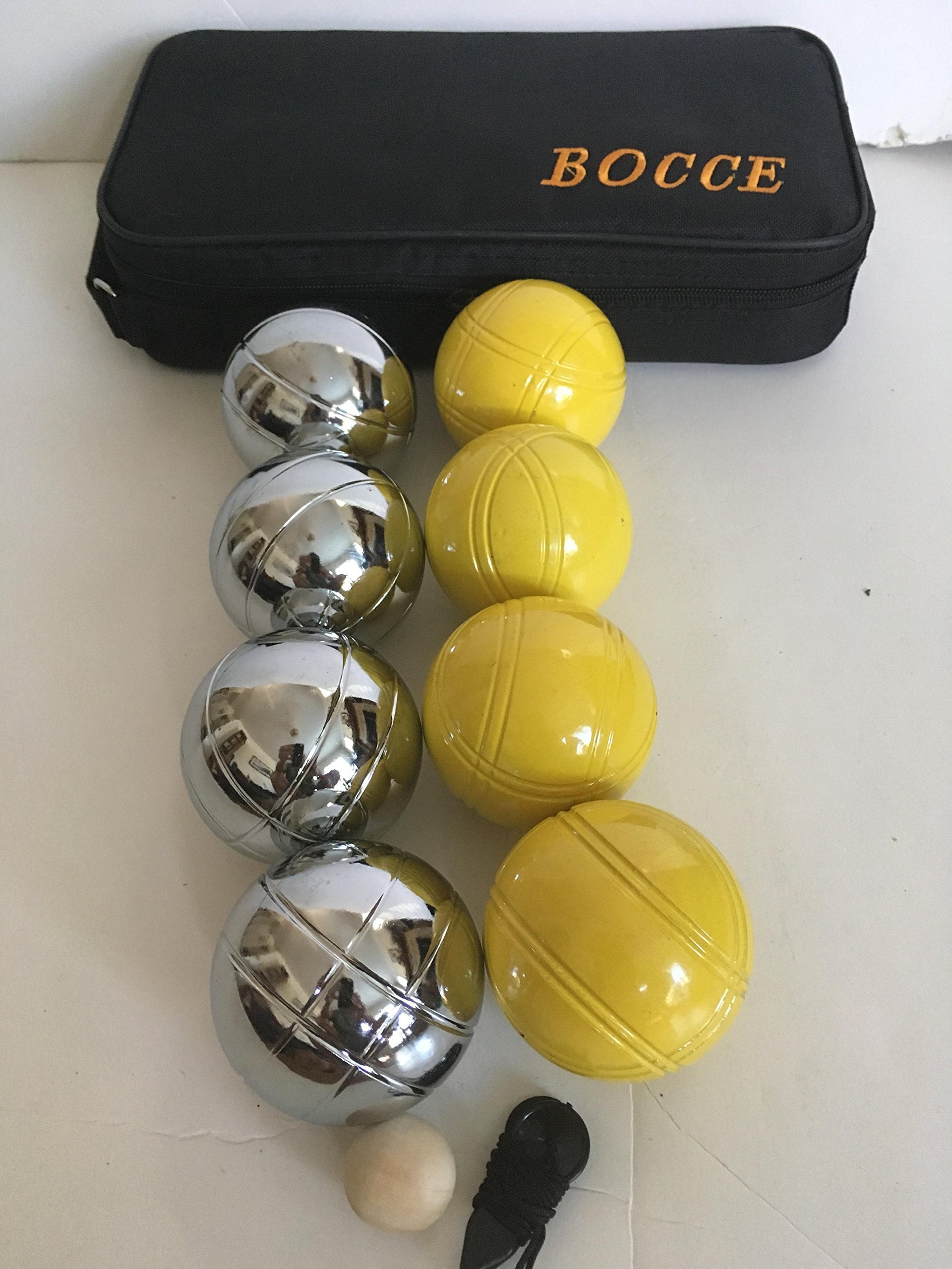 BuyBocceBalls Listing - 73mm Metal Bocce/Petanque 8 Ball Set with 4 ...