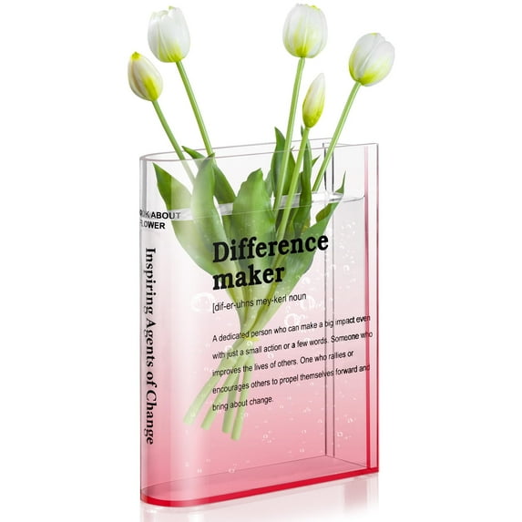 BuyCard Clear Acrylic Book Vase with Difference Maker, Transparent ...