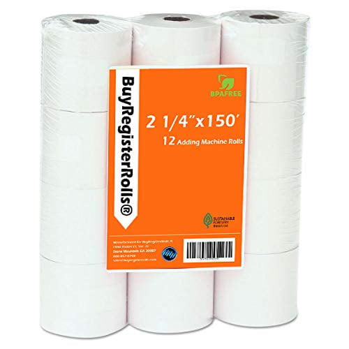BuyRegisterRolls (12 Rolls) 2 1/4 x 150 ft White Adding Machine Tape ...