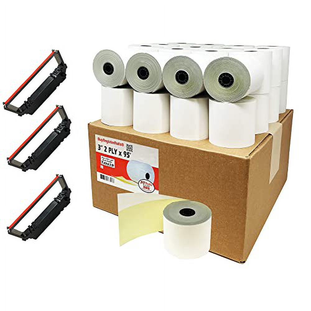 BuyRegisterRolls 30 Two-Ply Carbonless Rolls, 3" X 95 Feet, White ...