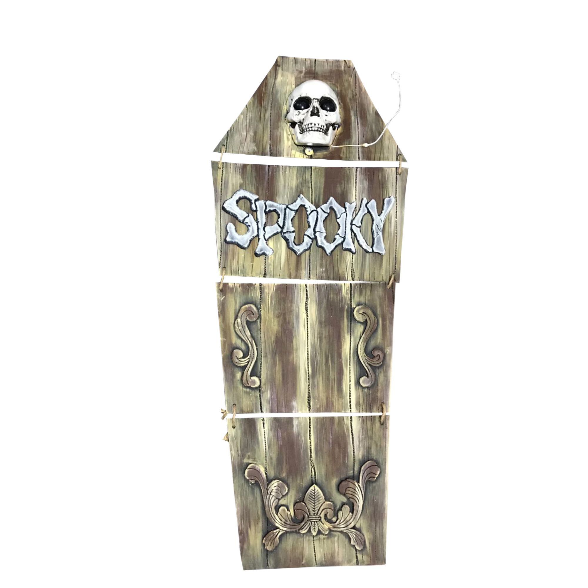 BuySeasons 20.75" Brown and Beige Spooky Animated Moving Eyes Coffin ...