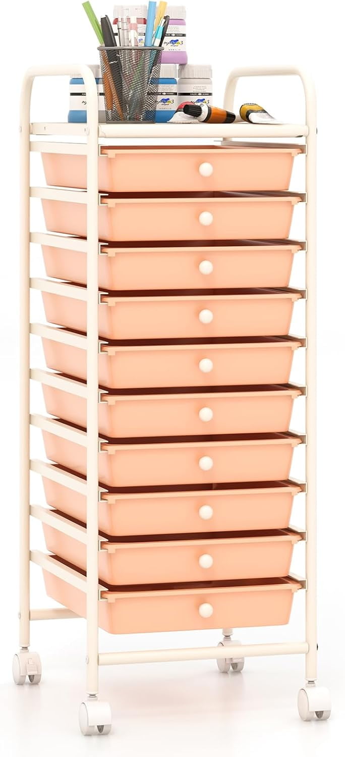 BuySphere 10-Drawer Storage Cart w/Universal Wheel, Rolling Cart w ...