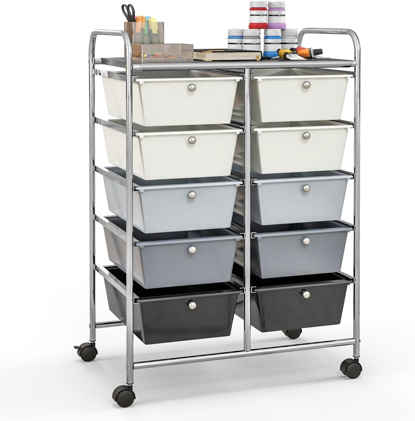 BuySphere 10 Drawers Rolling Cart, Classroom Organizers, Storage Cart ...