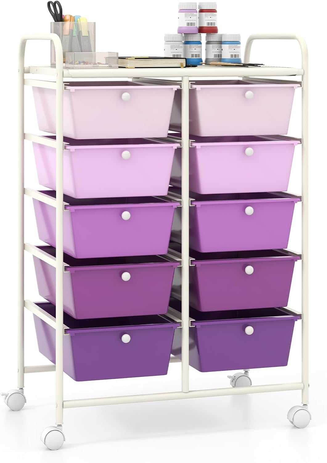 BuySphere 10 Drawers Rolling Cart, Classroom Organizers, Storage Cart ...