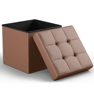 Aceur 12'' Foldable Storage Ottoman Cube, Footrest, Padded Seat, Space ...