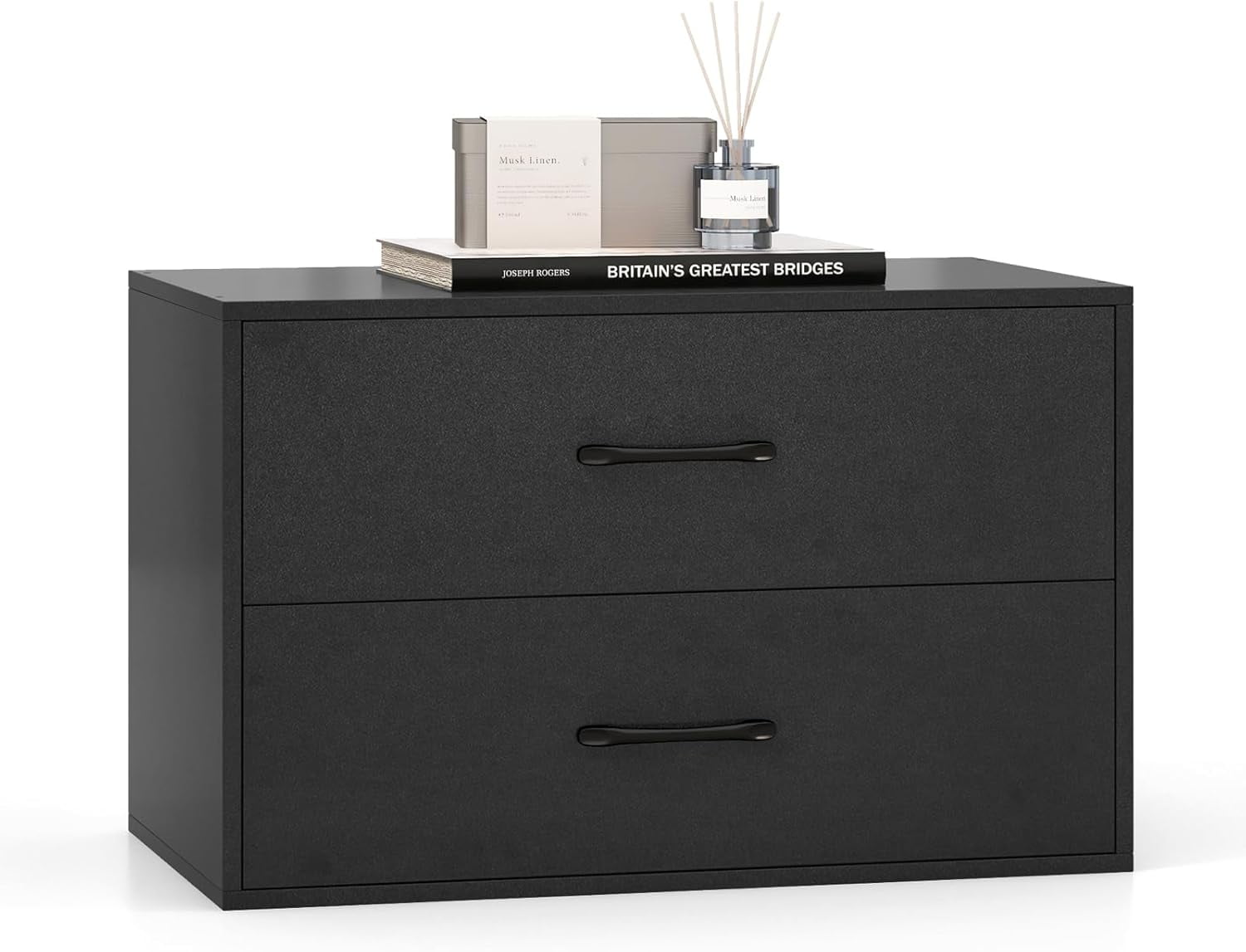 2-Drawer Stackable Dresser, Lateral File Cabinet with Metal Handle ...