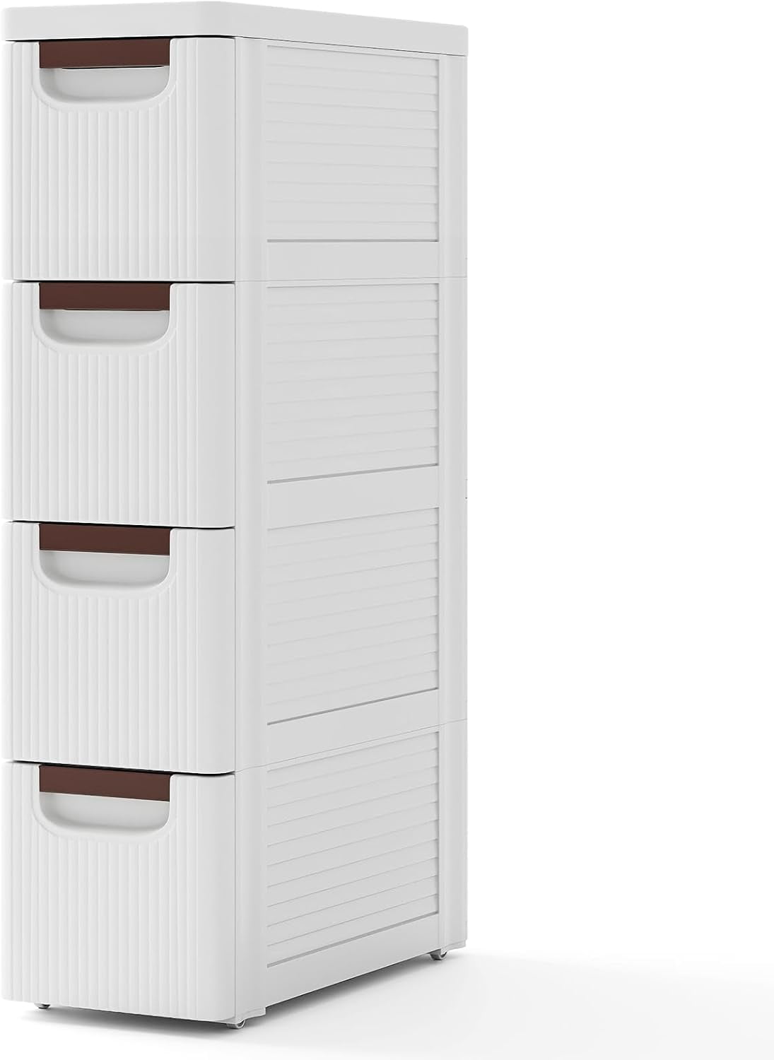 BuySphere 4 Drawers Storage Cart, Narrow Plastic Dresser, Rolling ...