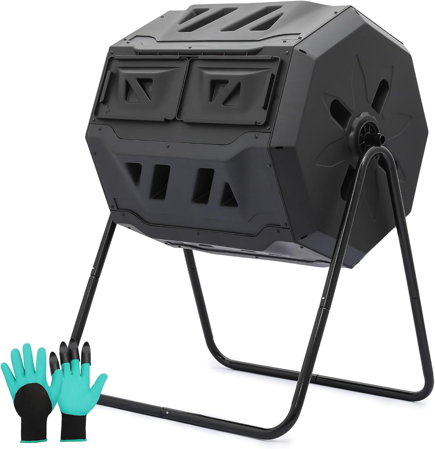 BuySphere 43 Gal Chamber Compost Tumbler Outdoor Tumbling Composting ...
