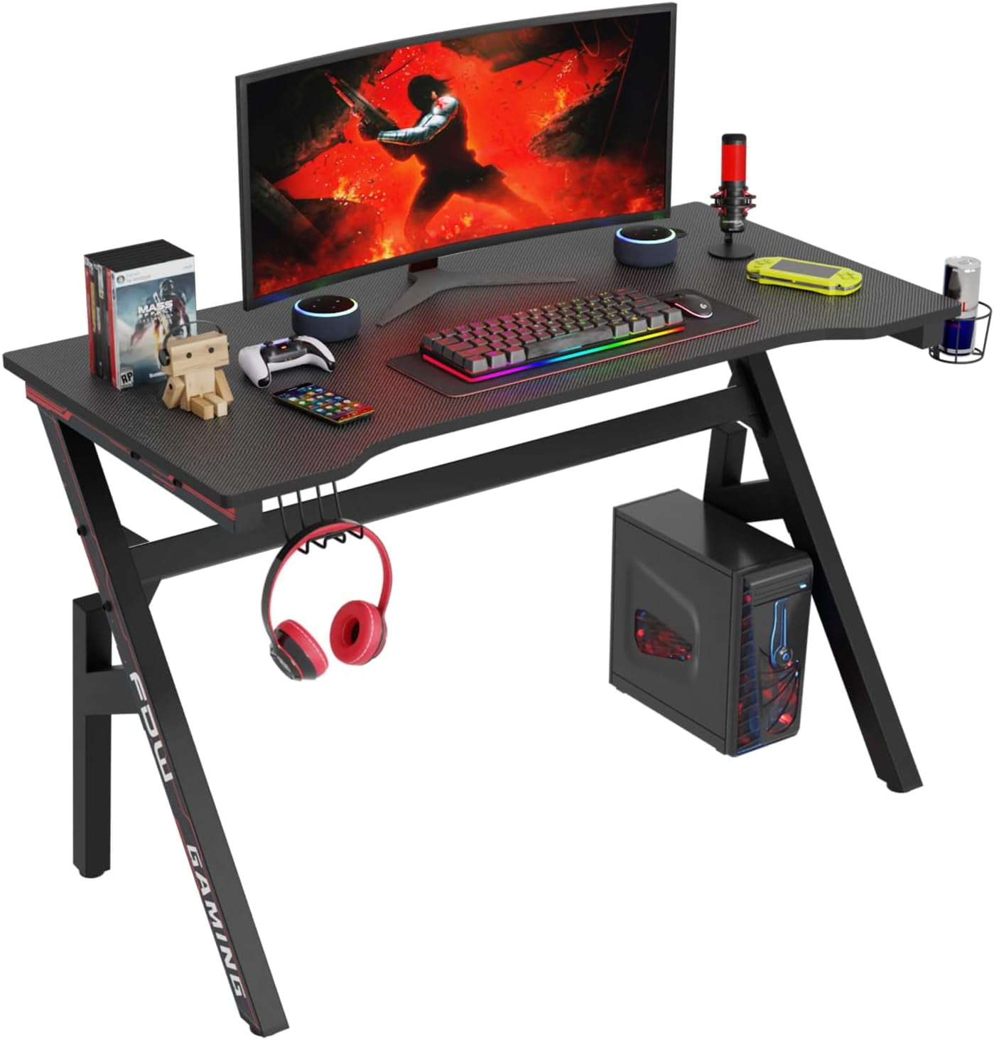 BuySphere 47 Inch Gaming Desk PC Carbon Fiber Table Ultimate Gamer ...