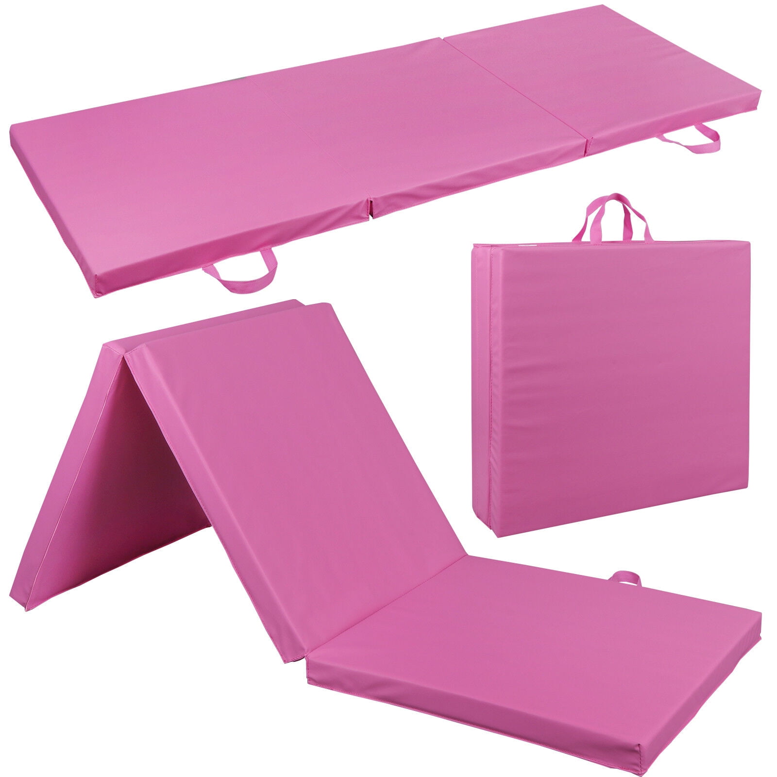 BuySphere 6'x2' Gymnastics Mat, 4-Panel Folding Aerobics Exercise Mat w/Hook & Loop Fastener ...