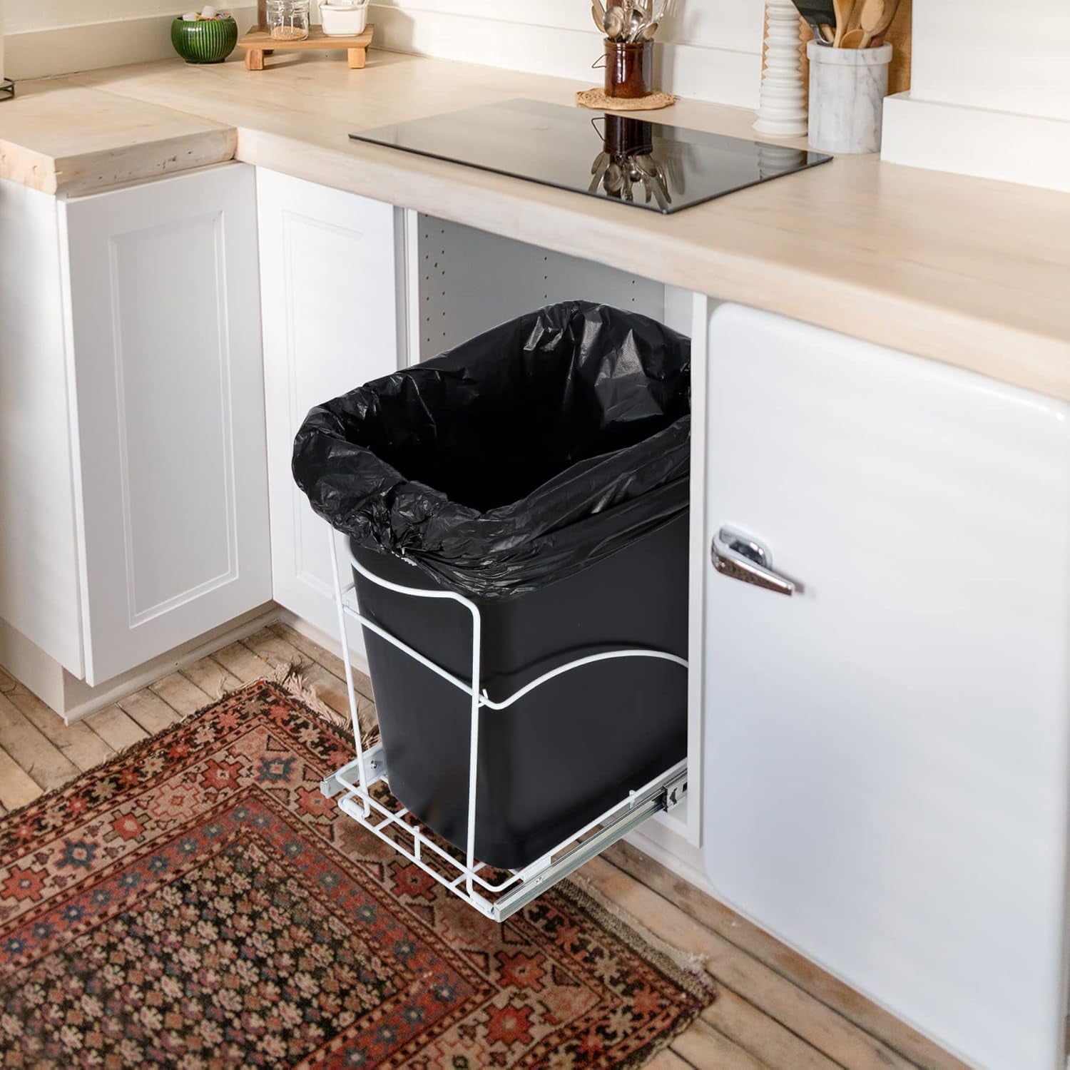BuySphere 7.6 Gallon Sliding Pull Out Waste Bin Container, 30Qt Kitchen ...